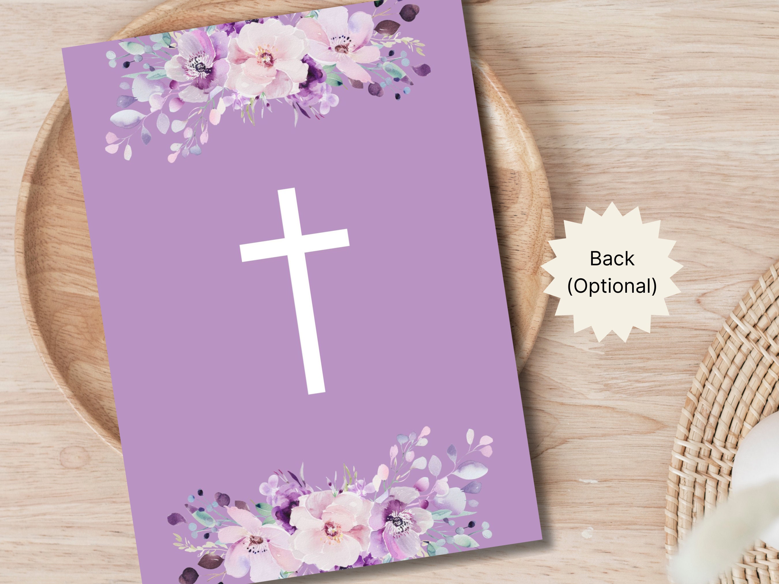 Purple Floral First Holy Communion Invitation, First Holy Communion ...