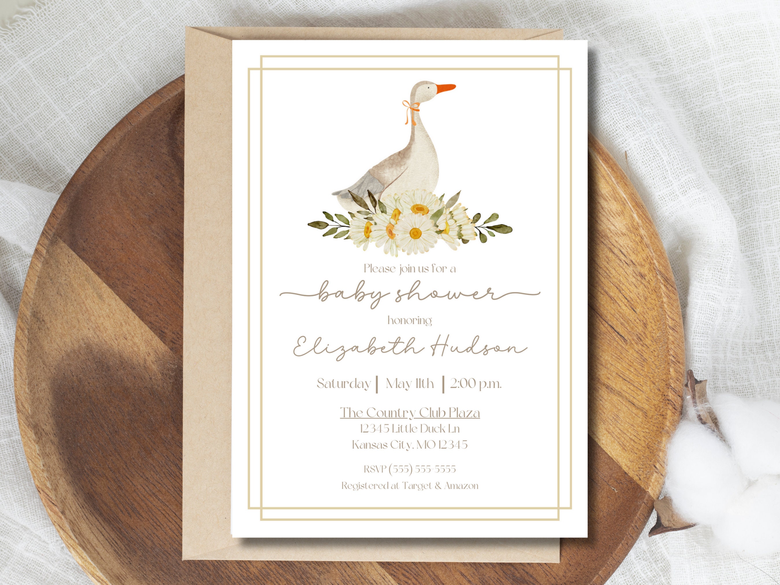 Baby Shower Invitation Goose, Duck Themed Baby Shower Invitation, Goose ...