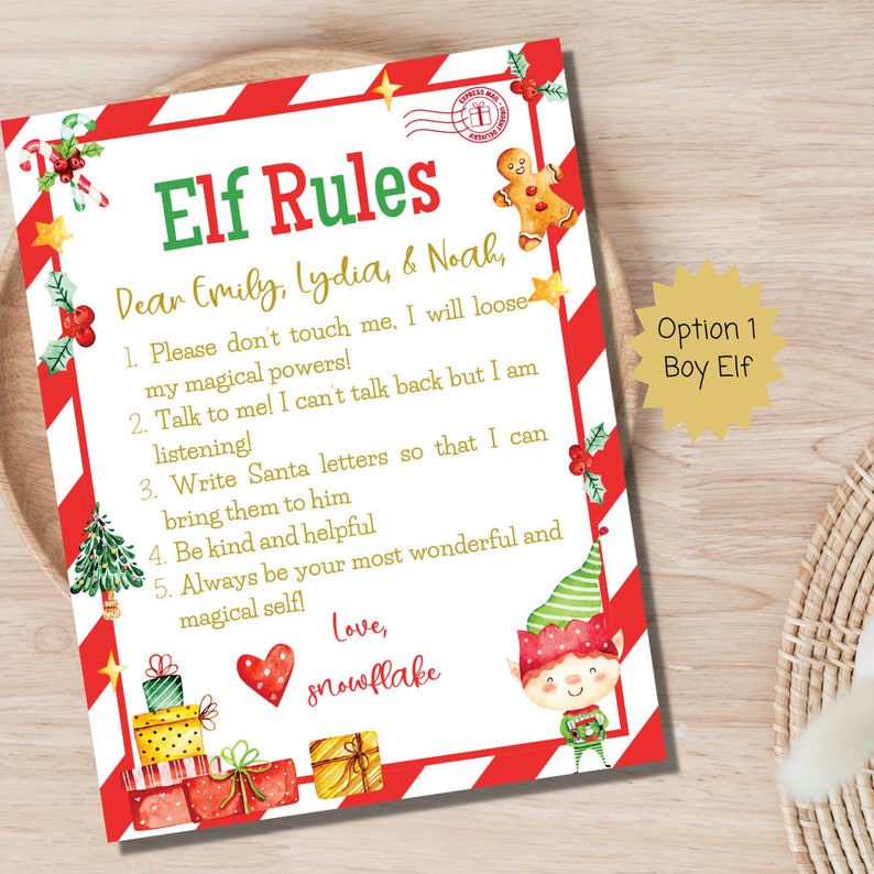 Editable Elf Rules, Elf Arrival Rules, Elf Printable, Elf Sign ...