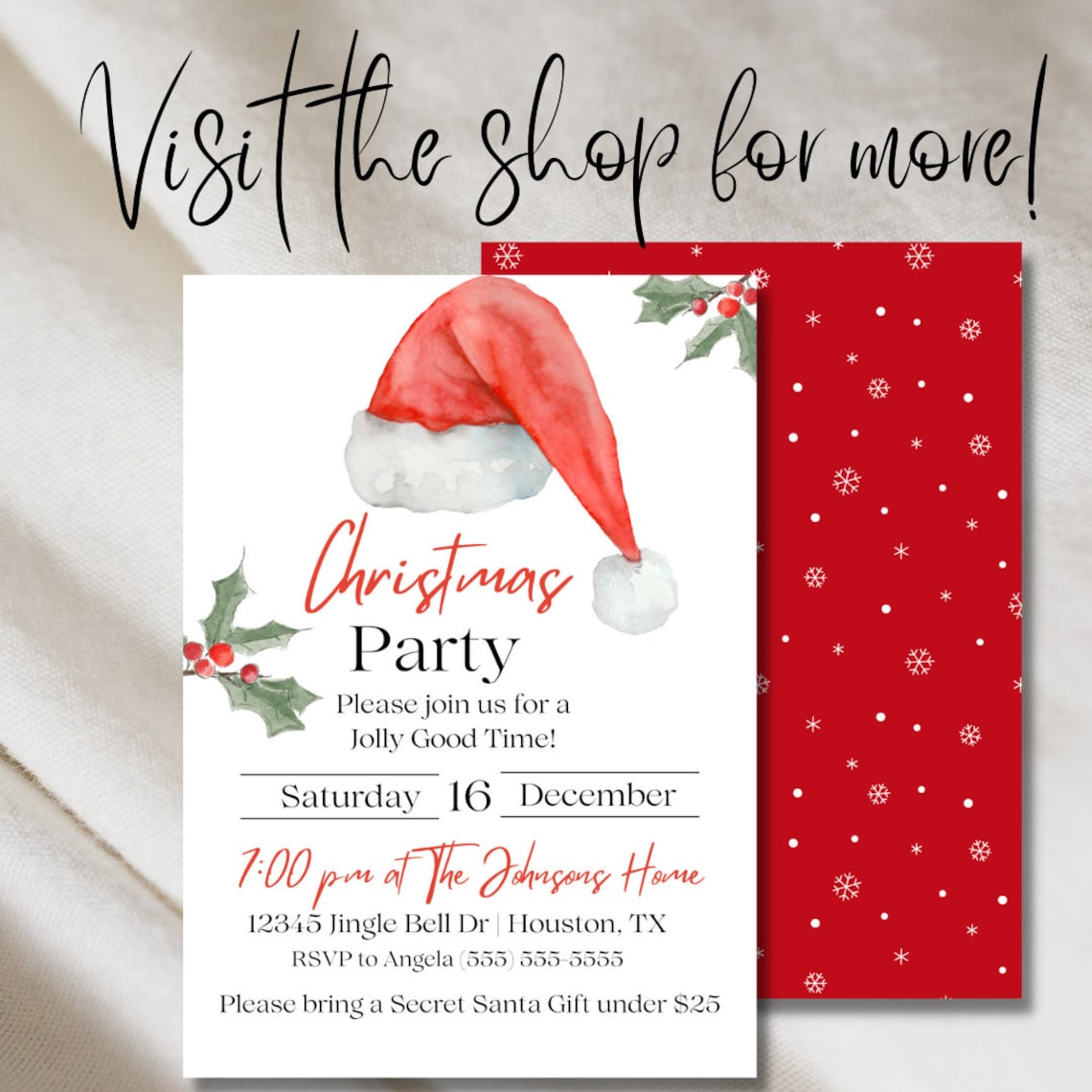Office Christmas Party Invitation Christmas Dinner Party - Etsy