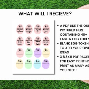 Printable Easter Egg Tokens, Easter Egg Fillers Non Candy, Easter Egg ...