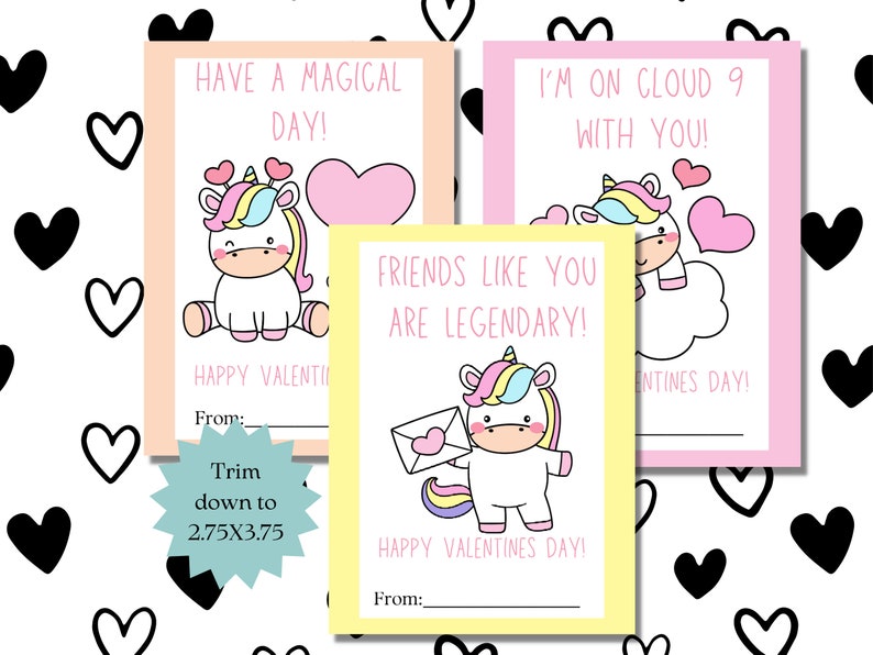 Unicorn Valentines Day Card Set: Classroom Exchange, Teacher Valentine ...