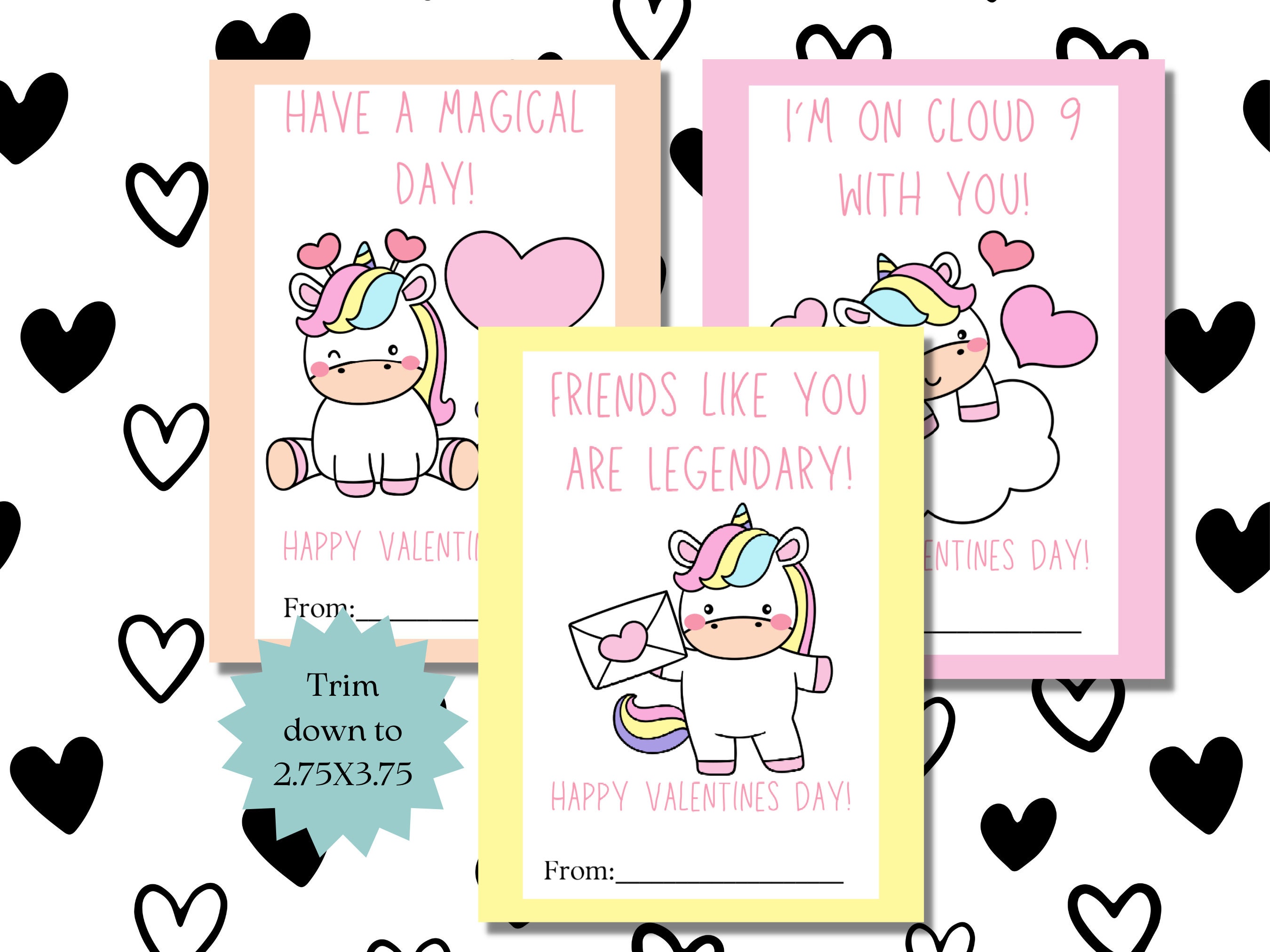Unicorn Valentines Day Card Set: Classroom Exchange, Teacher Valentine ...