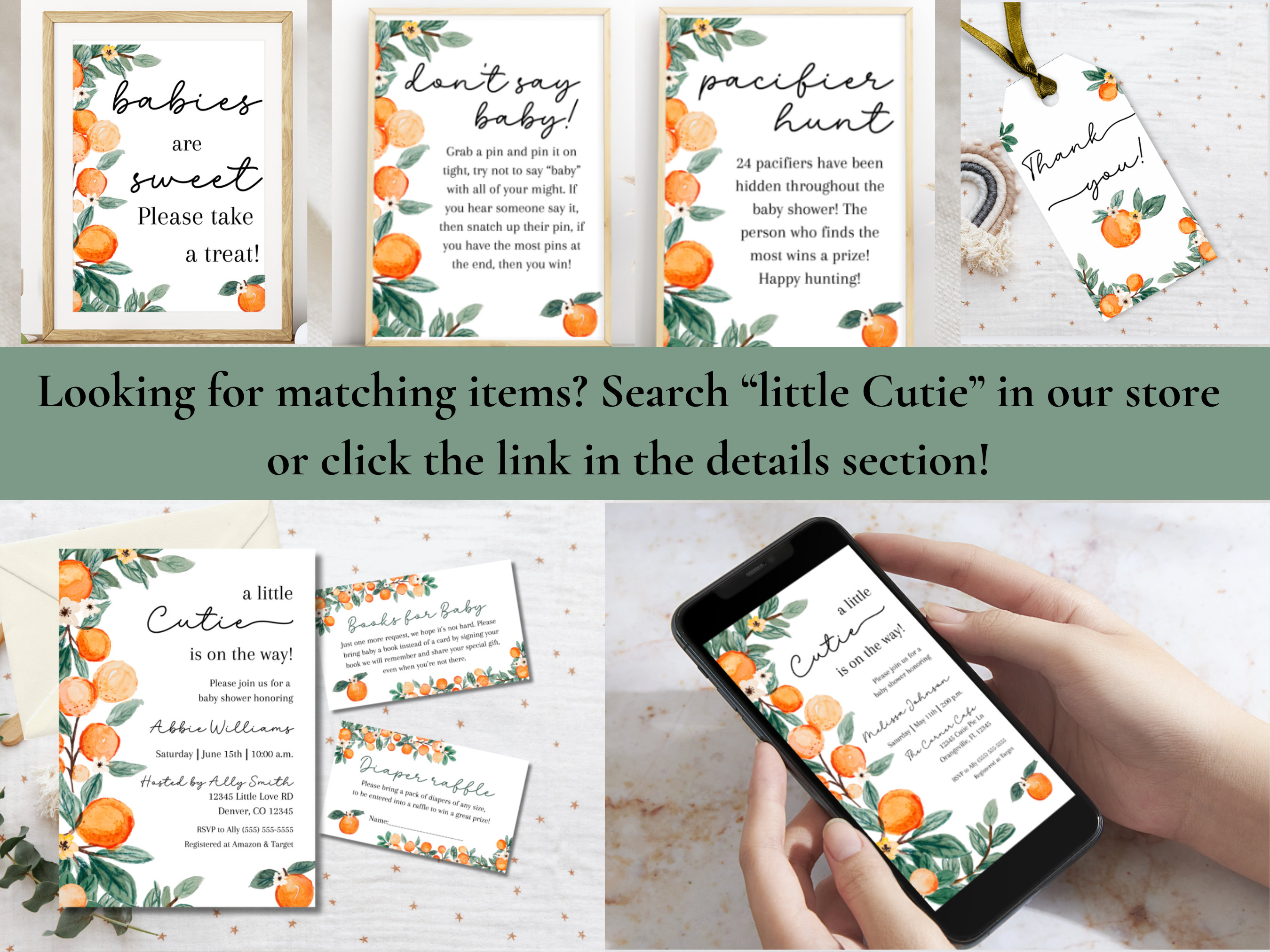 Cutie Baby Shower Dessert Table Sign: 8x10 Printable (digital Download ...