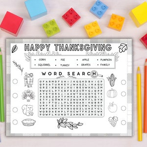 Thanksgiving Coloring Sheets, Printable Placemat, Activity Mat, Fall ...
