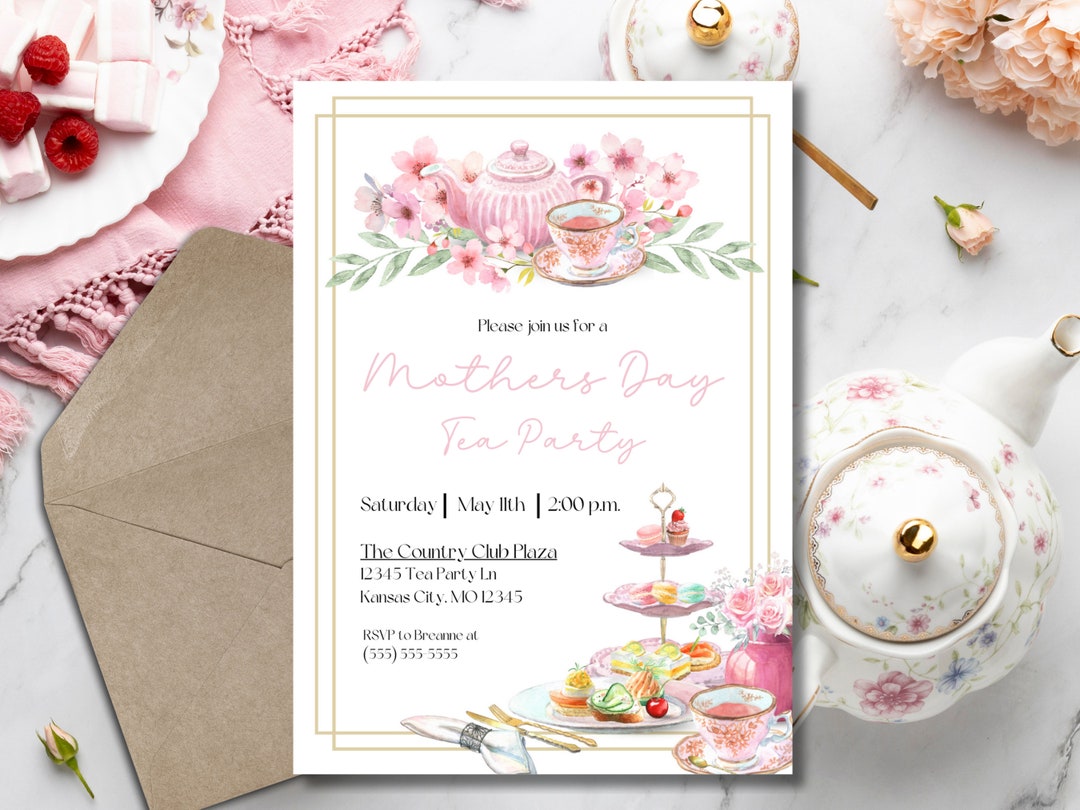 Pink Floral Mommy and Me Tea Party Invitation: Mother's Day Brunch ...