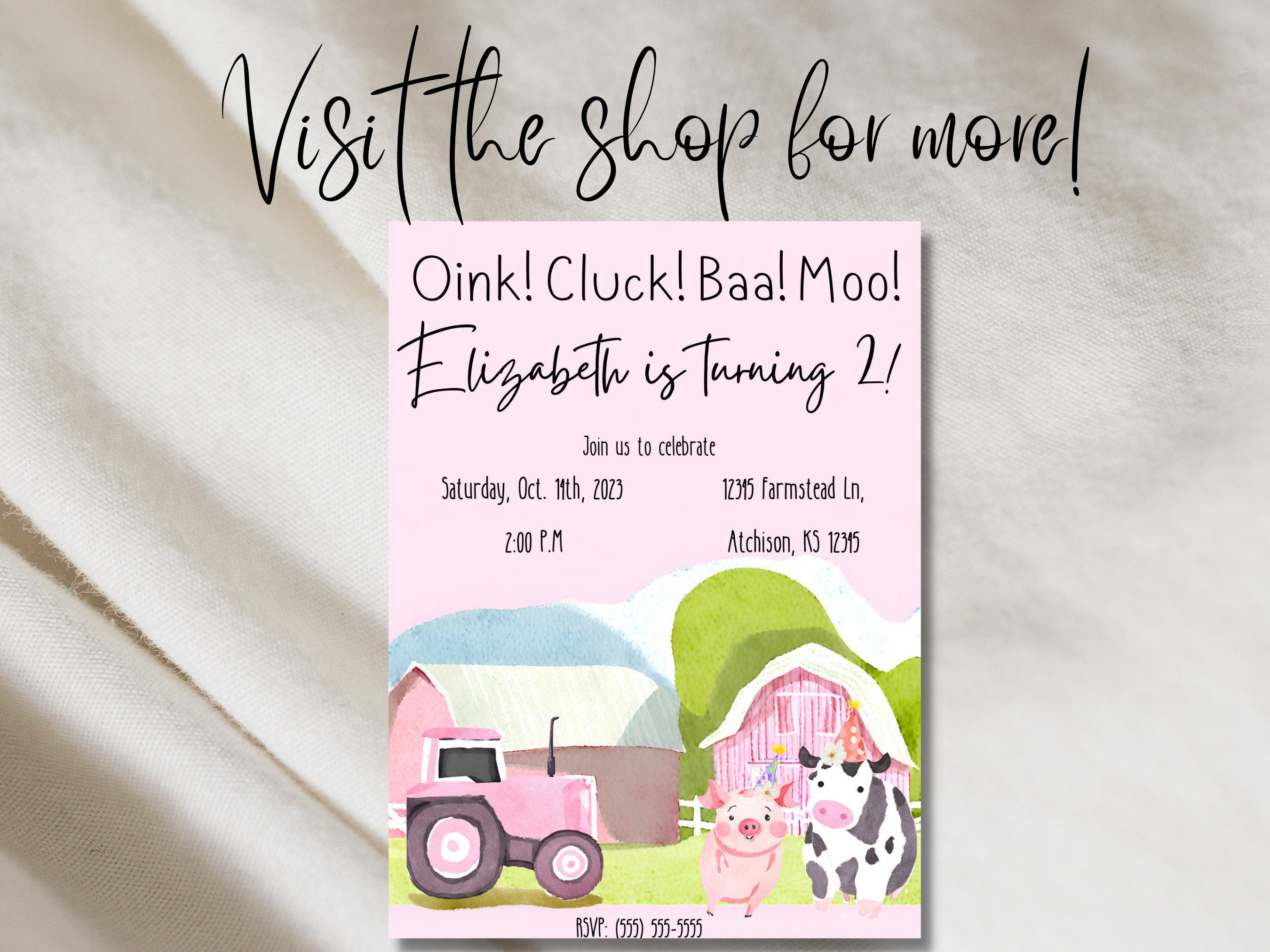 Barnyard Birthday Invitation, Cow Birthday Invitation, Farm Theme ...