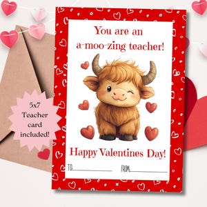 Highland Cow Classroom Valentine's Day Cards, Classroom Valentines ...