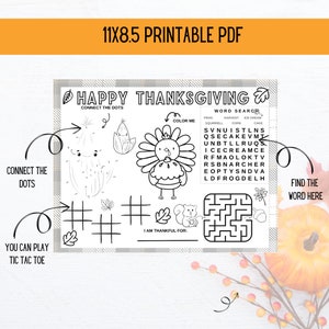 Thanksgiving Coloring Sheets, Printable Placemat, Activity Mat, Fall ...