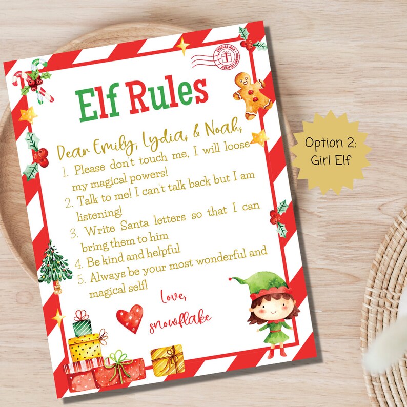 Editable Elf Rules, Elf Arrival Rules, Elf Printable, Elf Sign ...