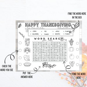 Thanksgiving Coloring Sheets, Printable Placemat, Activity Mat, Fall ...