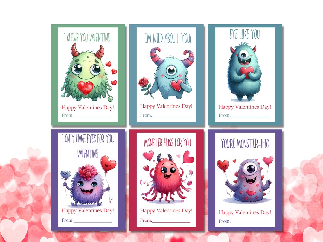 Monster Valentines, Classroom Valentines, Kids Class Valentines ...