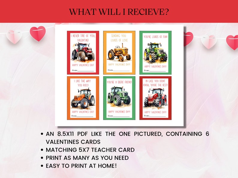 Tractor Valentine, School Valentines, Valentines for Class, Valentines ...
