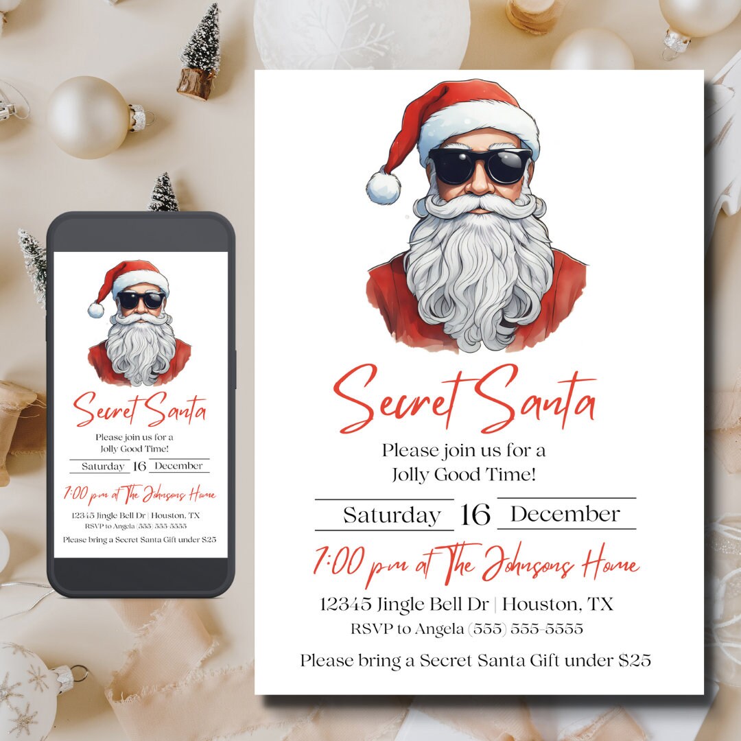 Secret Santa Invitation: Office Christmas Party (digital Download) - Etsy