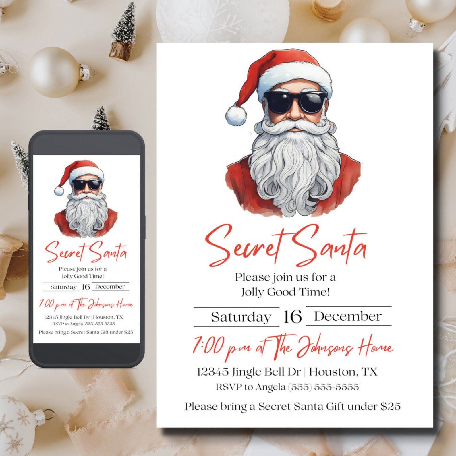 Secret Santa Invitation: Office Christmas Party (digital Download) - Etsy