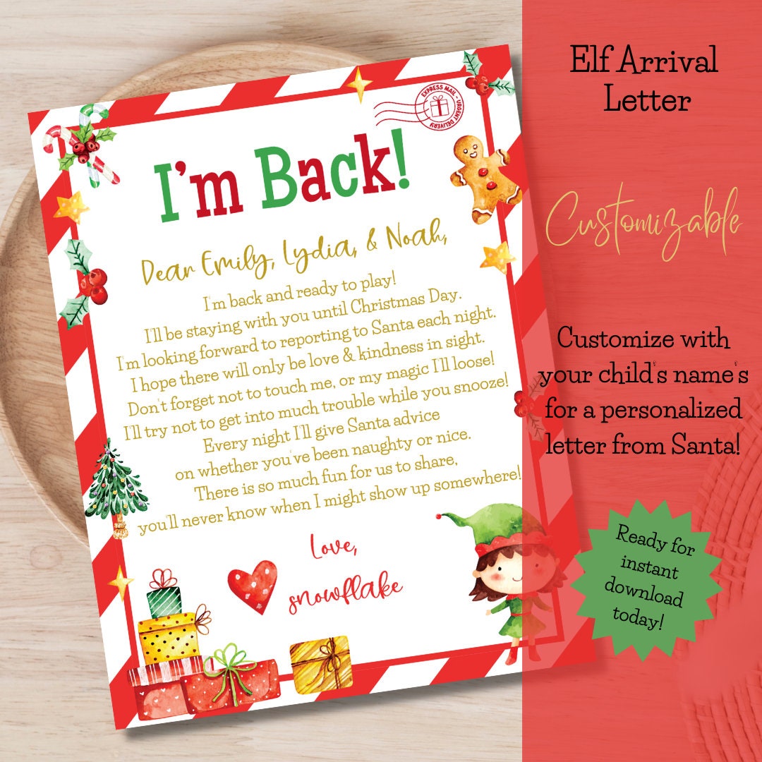 Christmas Elf Arrival Letter, Elf Kit, Letter From Santa, Elf Printable ...