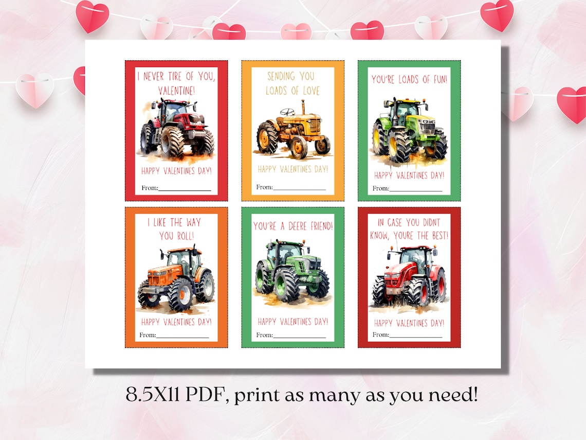Tractor Valentine, School Valentines, Valentines for Class, Valentines ...