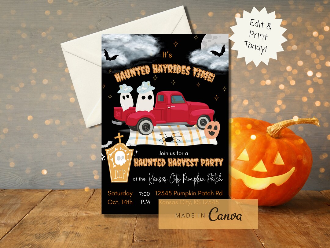 Haunted Hayride Halloween Party Invitation: Spooky Harvest (digital ...