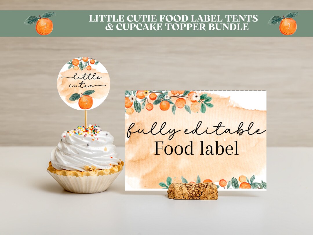 Little Cutie Baby Shower Cupcake Toppers & Food Labels (PDF Template ...