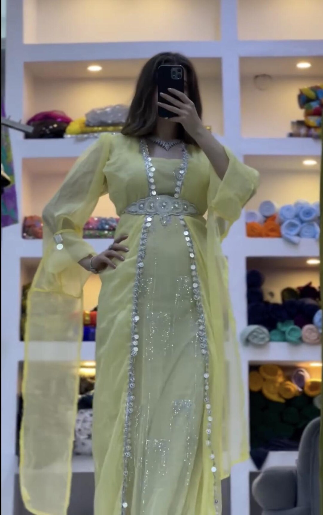 Yellow Kurdish Kaftan – Traditional Abaya Fistan Dress, Wedding Newroz ...