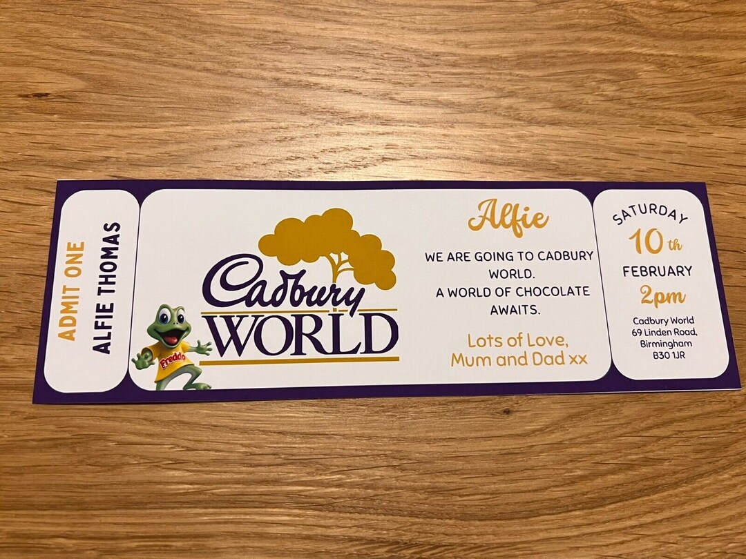 Cadbury World Surprise Reveal Ticket, Children's Surprise Ticket ...
