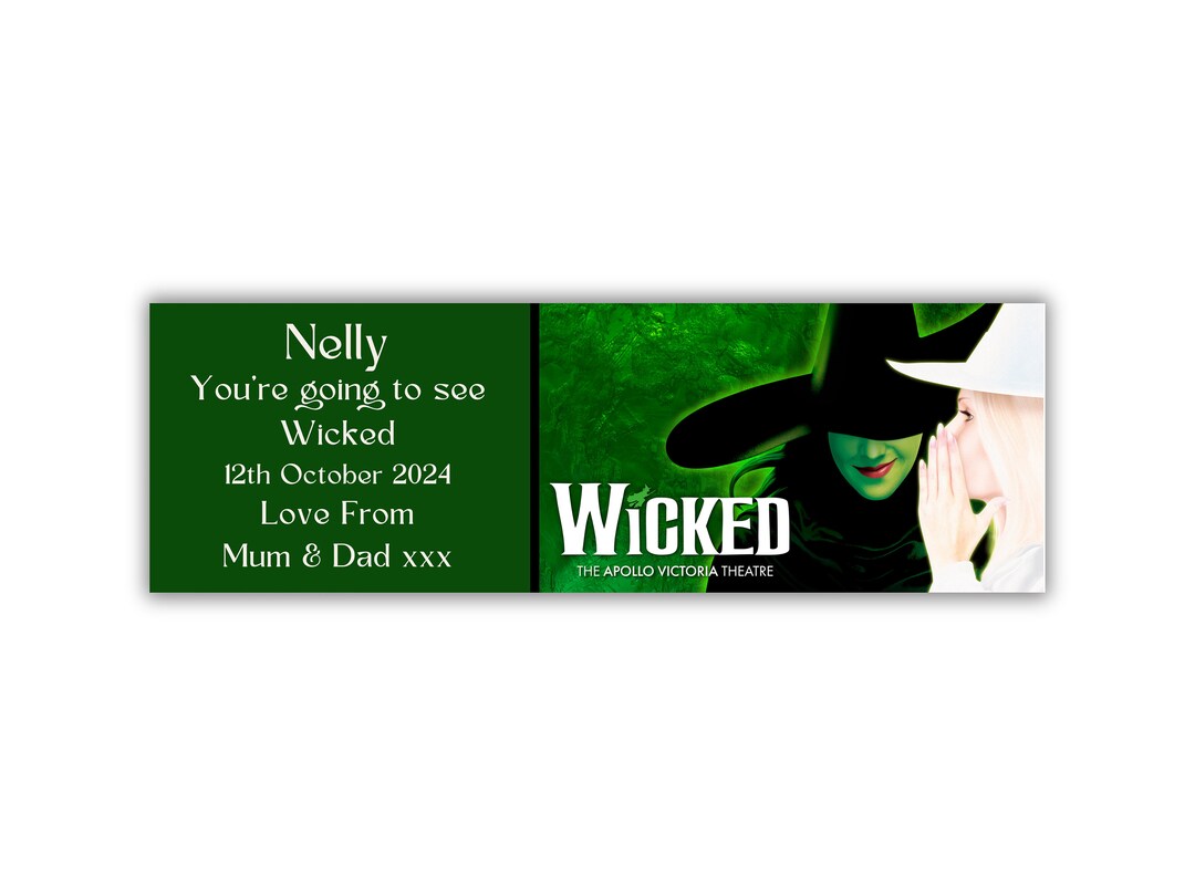 Wicked the Musical Ticket Reveal,, Surprise Gift Novelty Ticket - Etsy