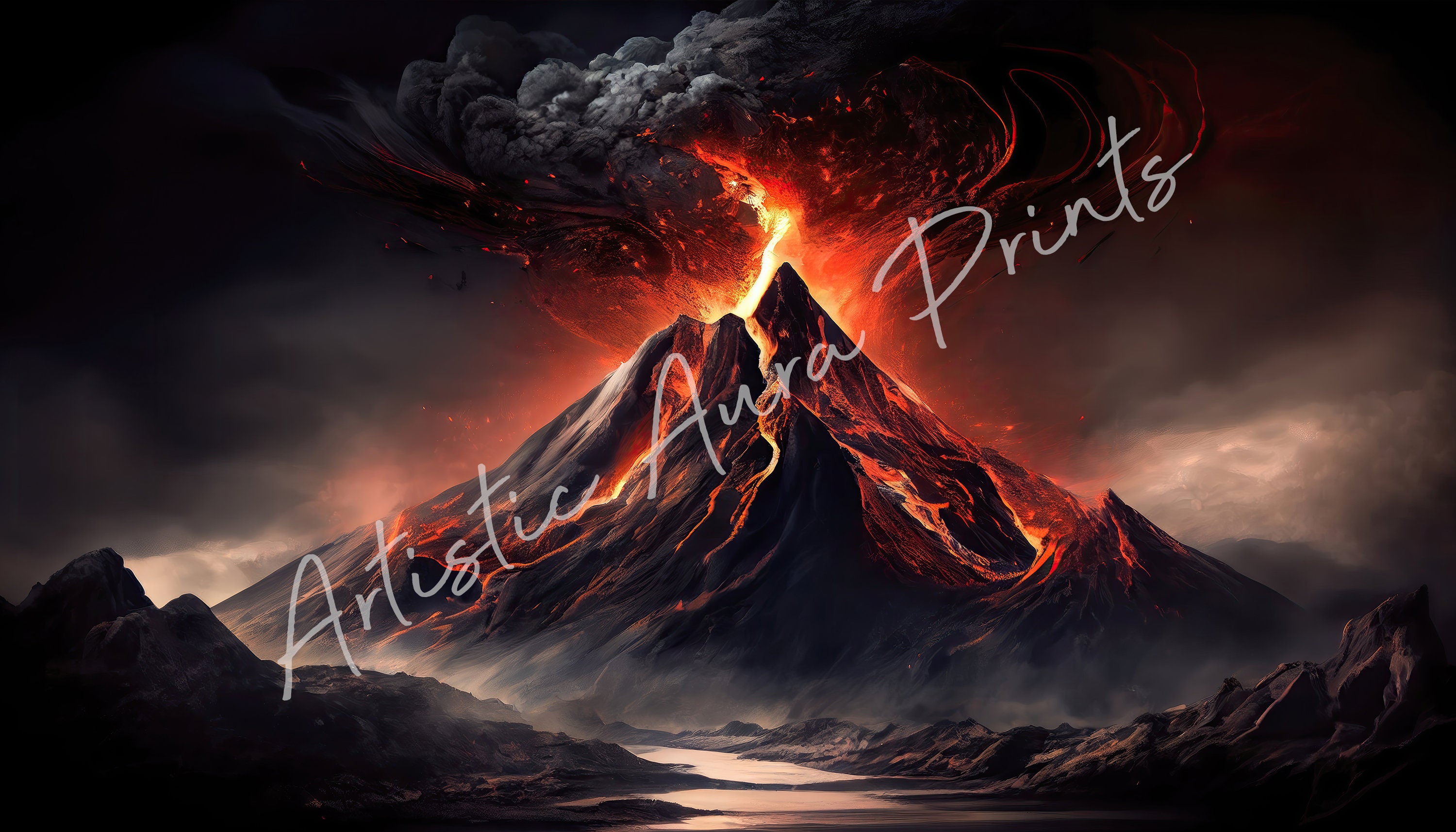 Stunning Volcano Art Print for Your Landscape Wall Art Collection ...