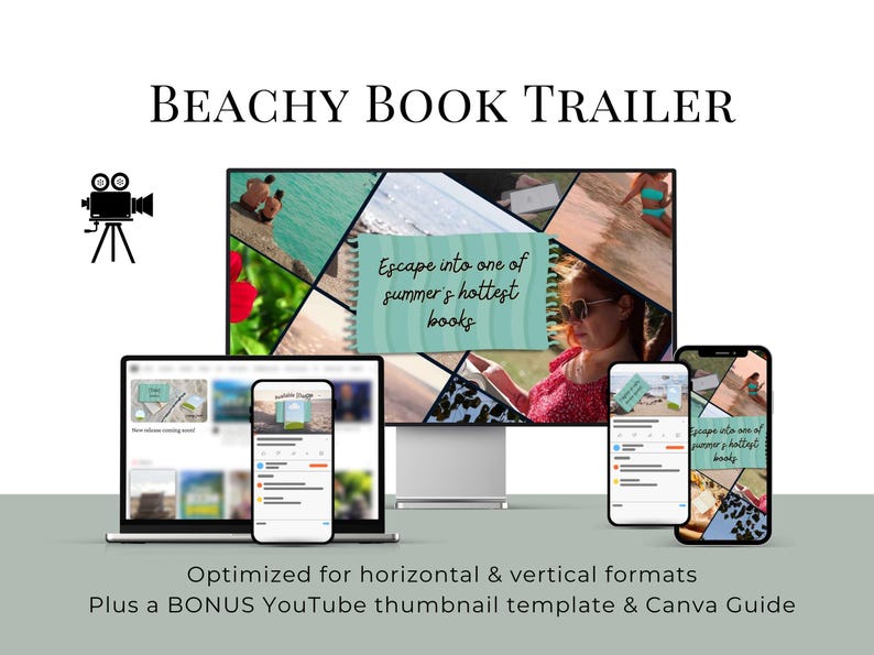 Canva Book Promo Template for Beachy Book Trailer | Summer Romance ...