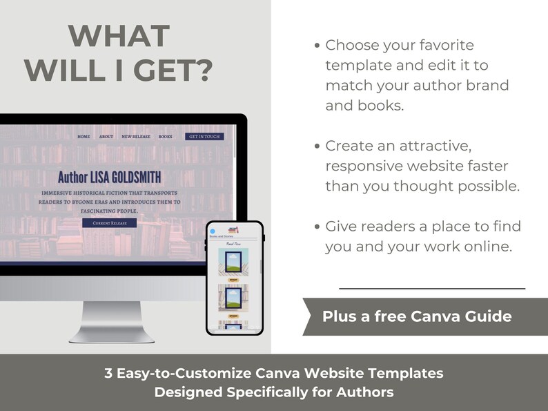 3 Canva Website Templates for Authors | Easy-to-use Writer Webpages - Etsy