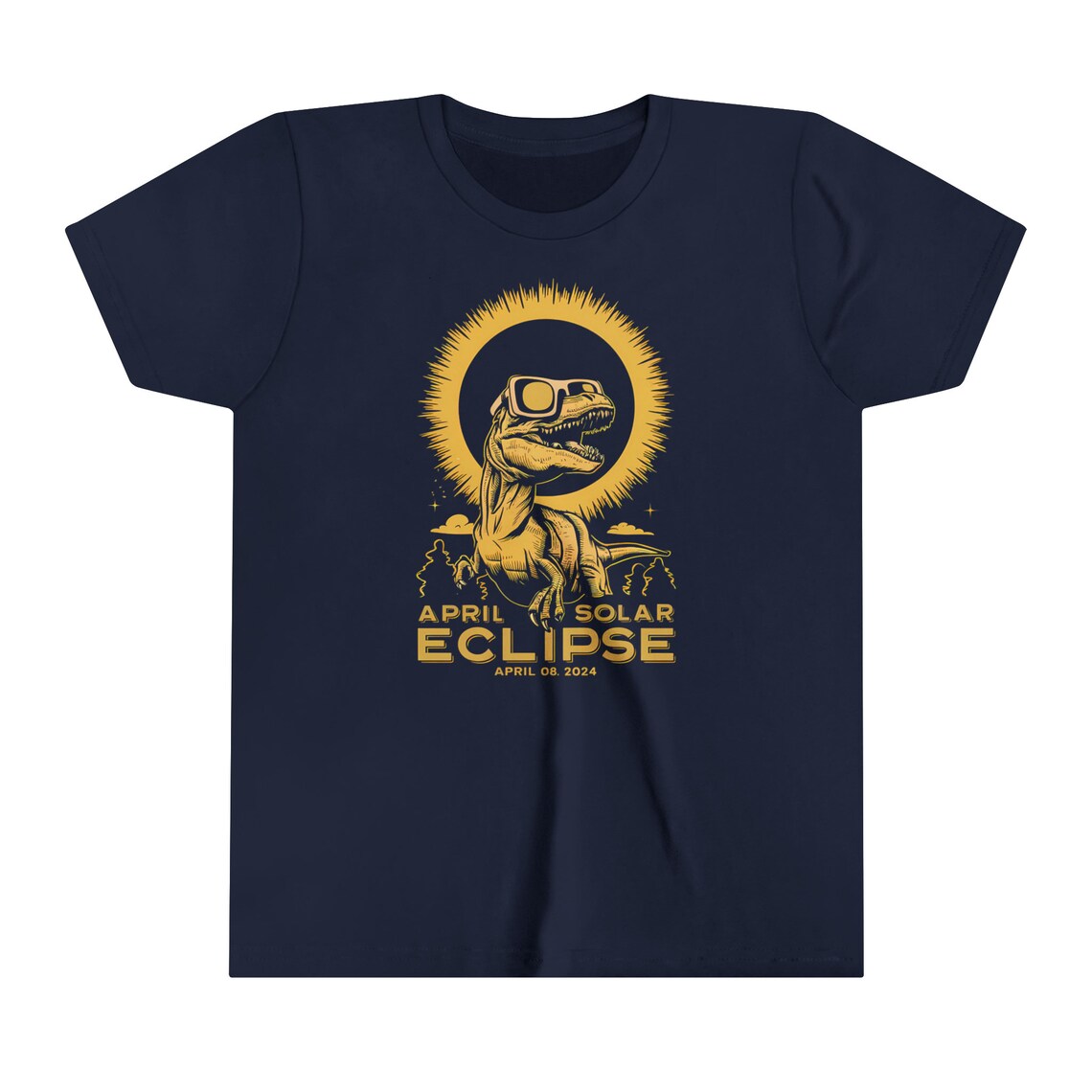 2024 Solar Eclipse Dino in Shades T-shirt, Totally Eclipsed 2024 Solar Eclipse T-shirt, Kids ...
