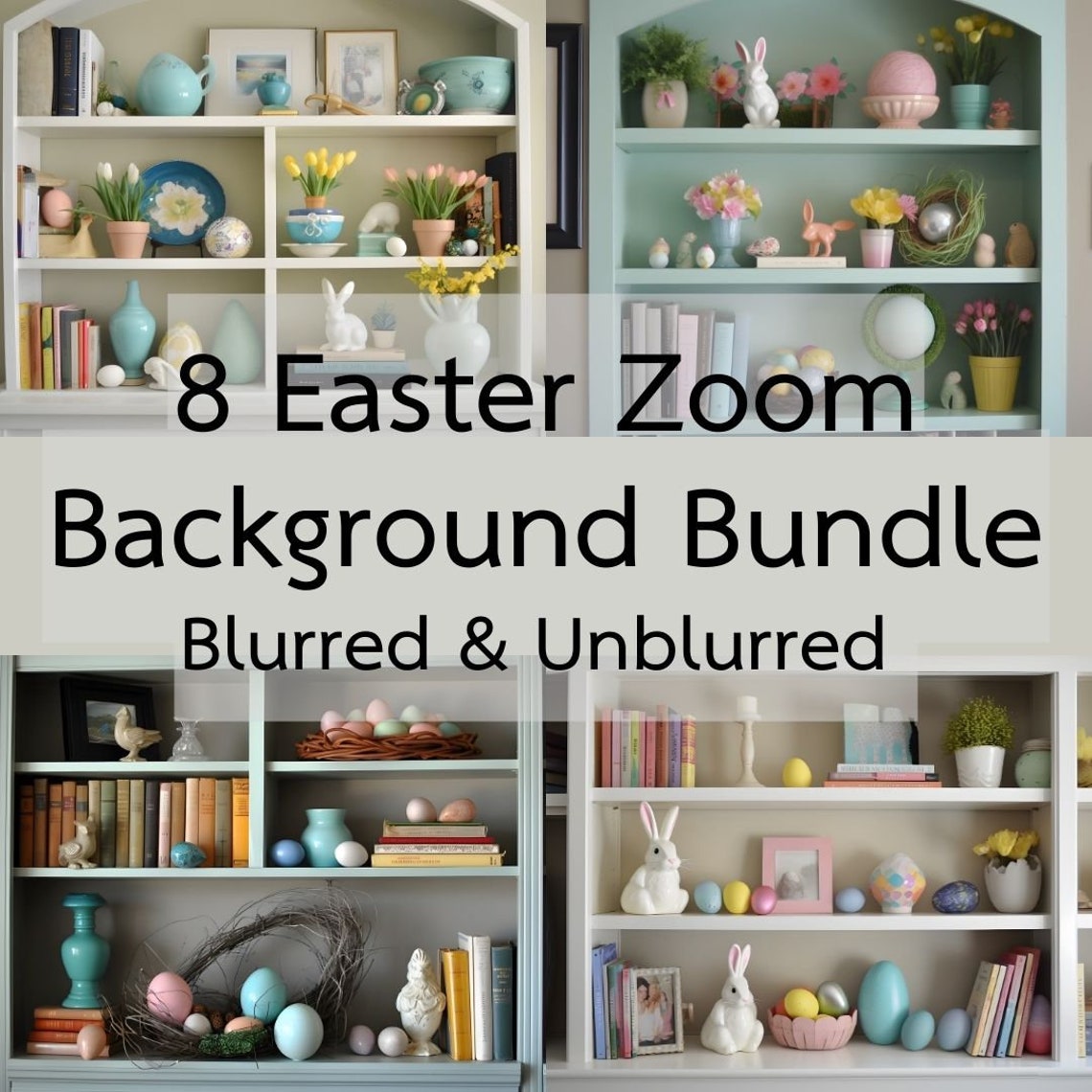 Easter Bookshelf Zoom Background | Zoom Background Blurred ...