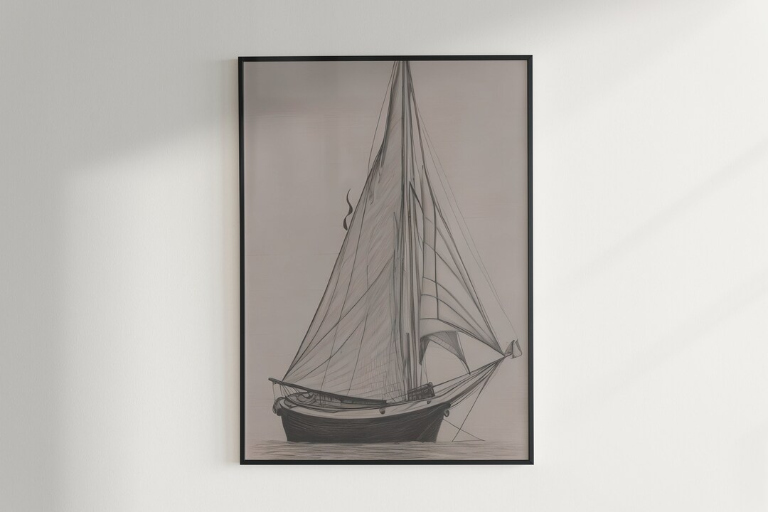 Digital Pencil Drawing | Sailing Boat | Downloadable Art | Printable ...