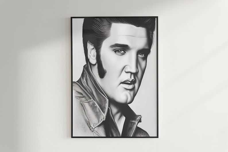 Elvis Presley Portrait | Pencil Drawing | Digital Art | Downloadable ...