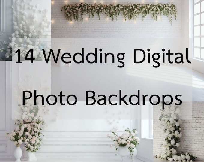 5 Digital Wedding Room Backgrounds, Floral Elegant Wedding Room ...