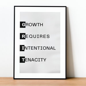 GRIT Motivational Poster | Gift | Wall Art | Office Decor | Digital ...
