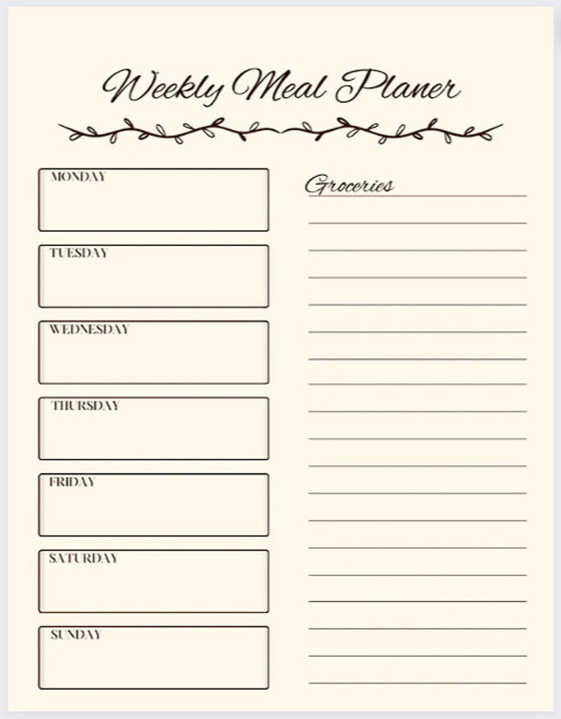 Printable Weekly Meal Planner - Etsy