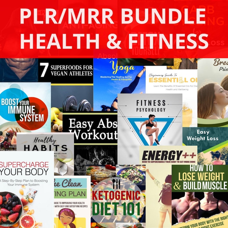 1255 Health & Fitness PLR/MRR Ebooks Bundle for Resale - Workout/food ...