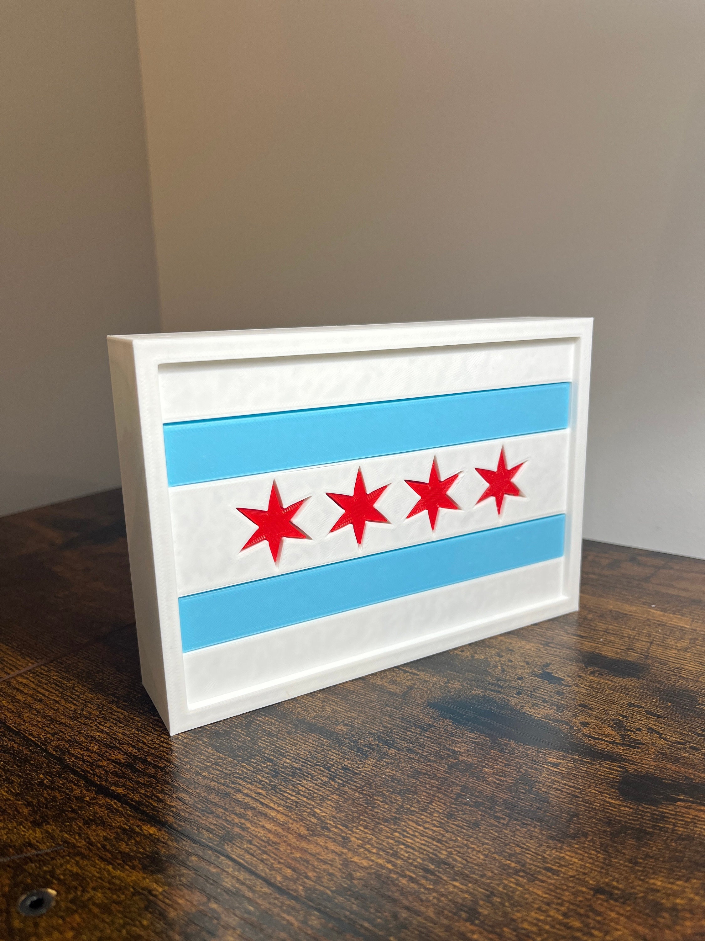 3D Chicago Flag for Desk or Bookshelf Chicago Wall Art Chicago Flag ...
