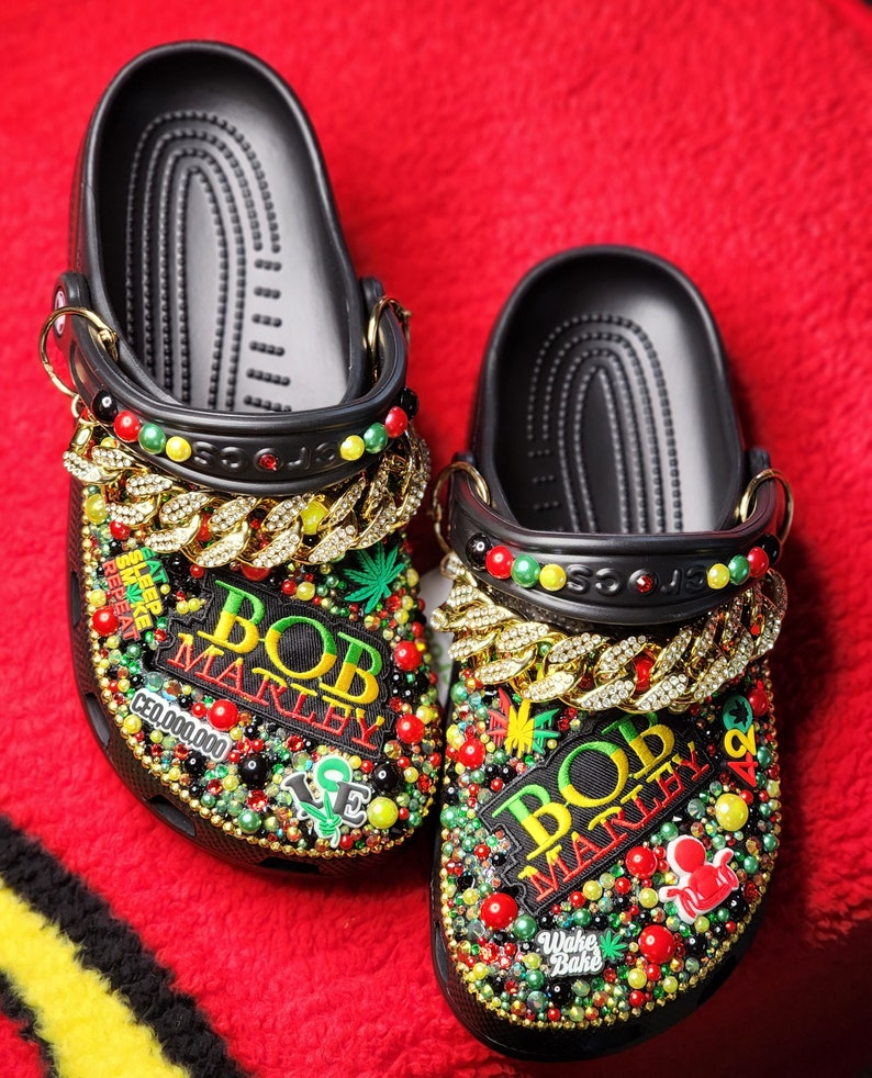 Bob Marley Inspired Customize Crocs, Crocs, Custom Crocs, Bob Marley ...
