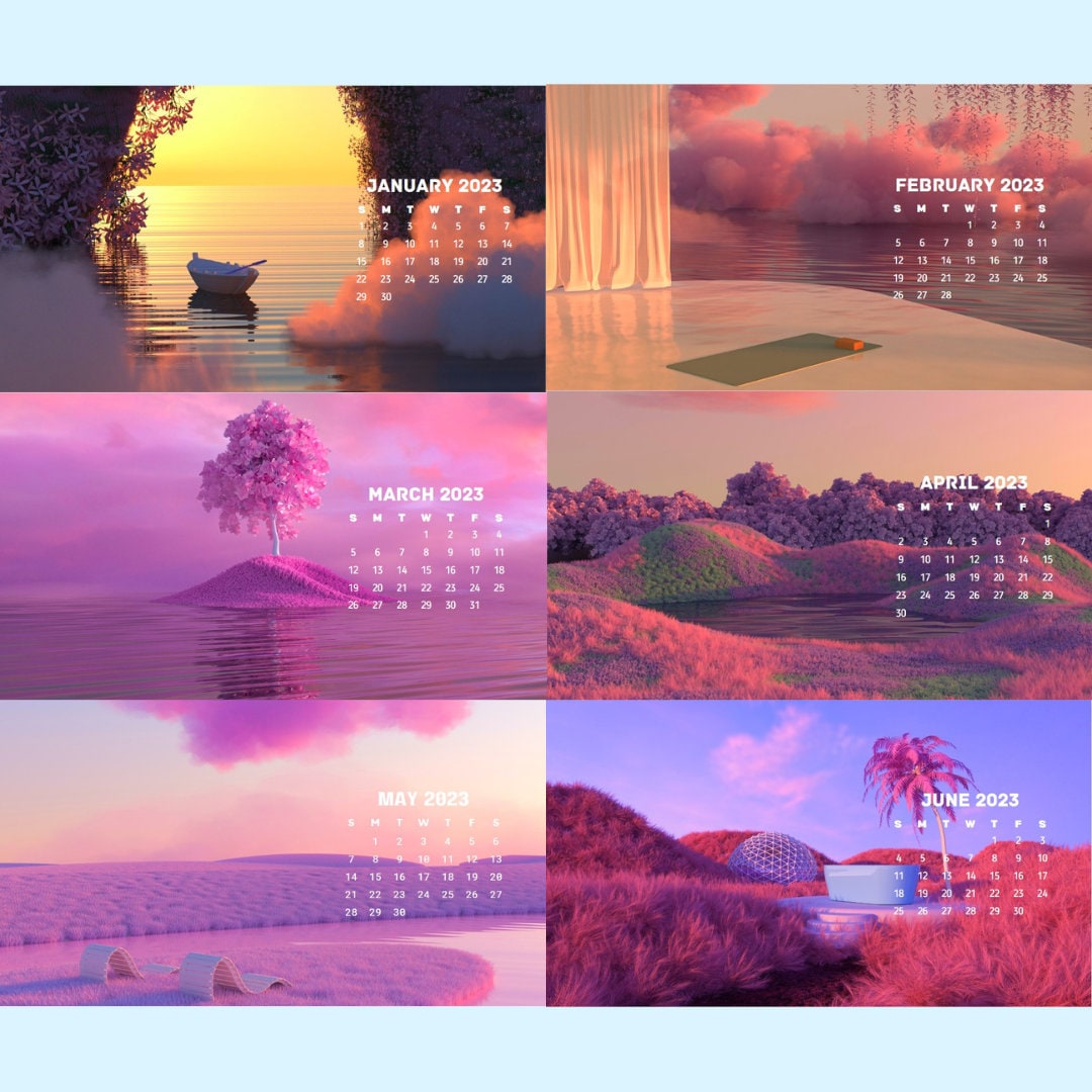 2023 Aesthetic Calendar Printable Digital Pink and - Etsy