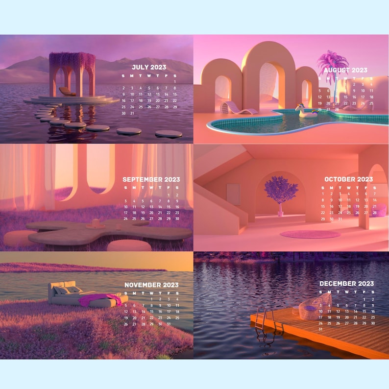 2023 Aesthetic Calendar Printable Digital Pink and - Etsy