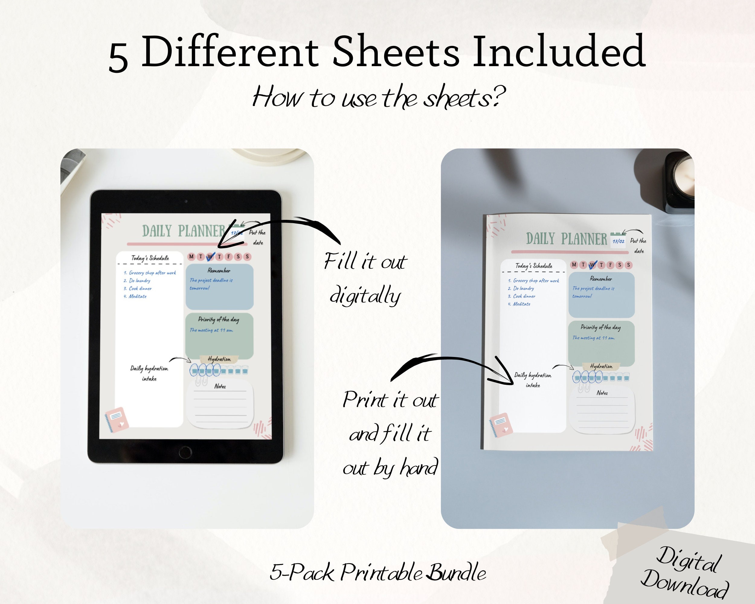 Daily Planner Printable, Weekly Planner Printable, Saturday Planner ...