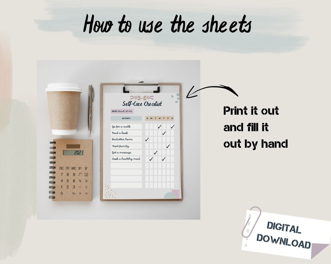 Self Care Checklist Printable, Self Care Planner Printable, Routine ...