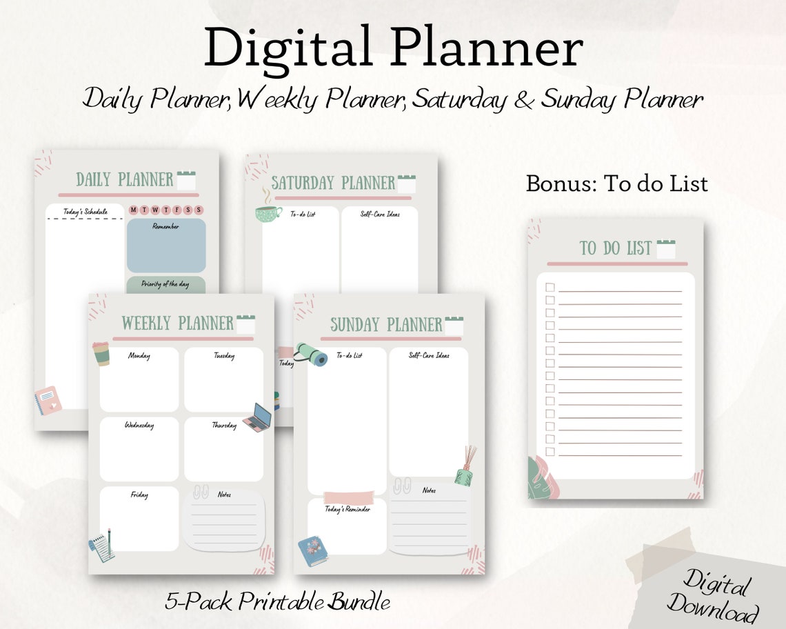 Daily Planner Printable, Weekly Planner Printable, Saturday Planner ...