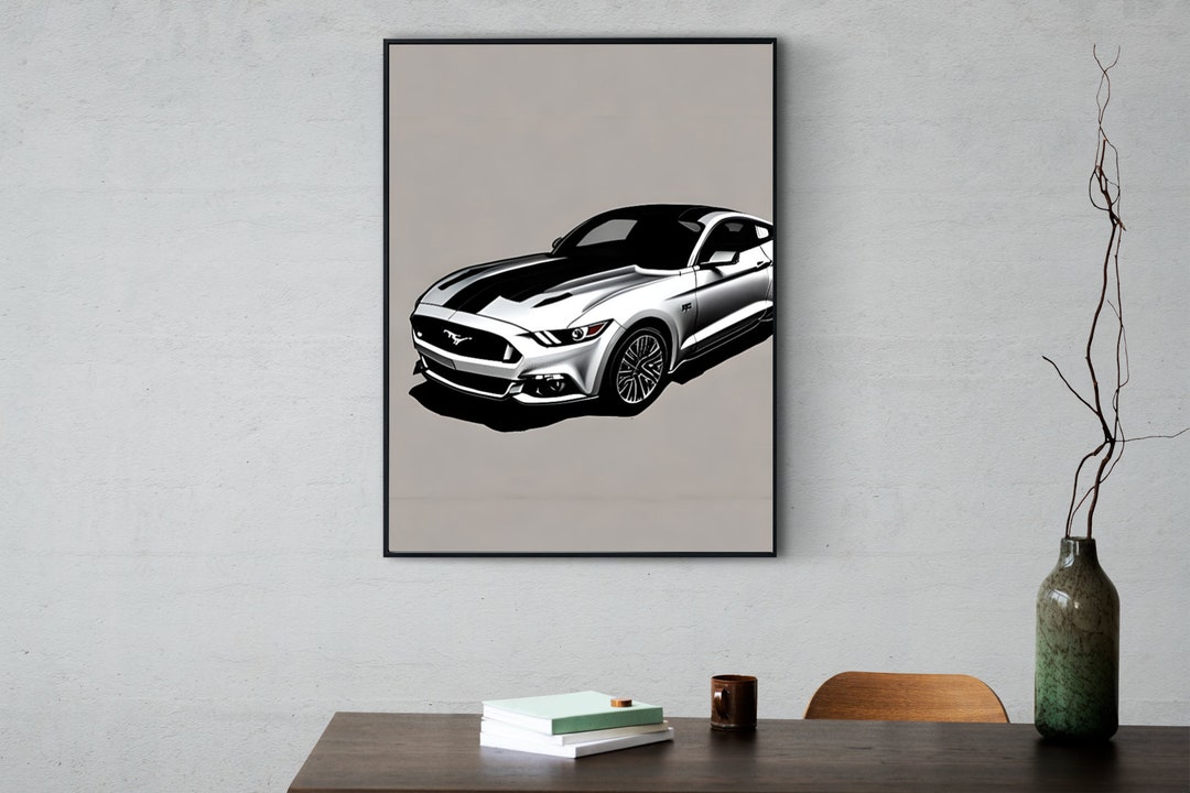 Hand-drawn Ford Mustang Fastback - Etsy