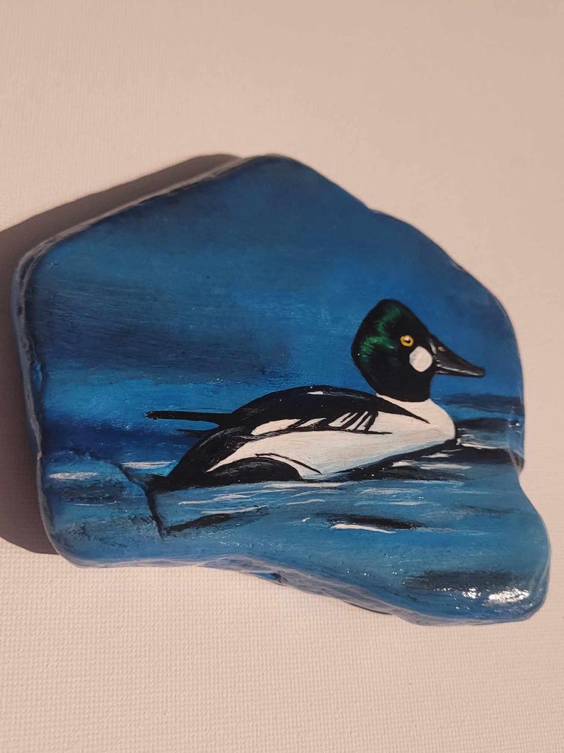 Hand Painted Duck on Stone - Etsy
