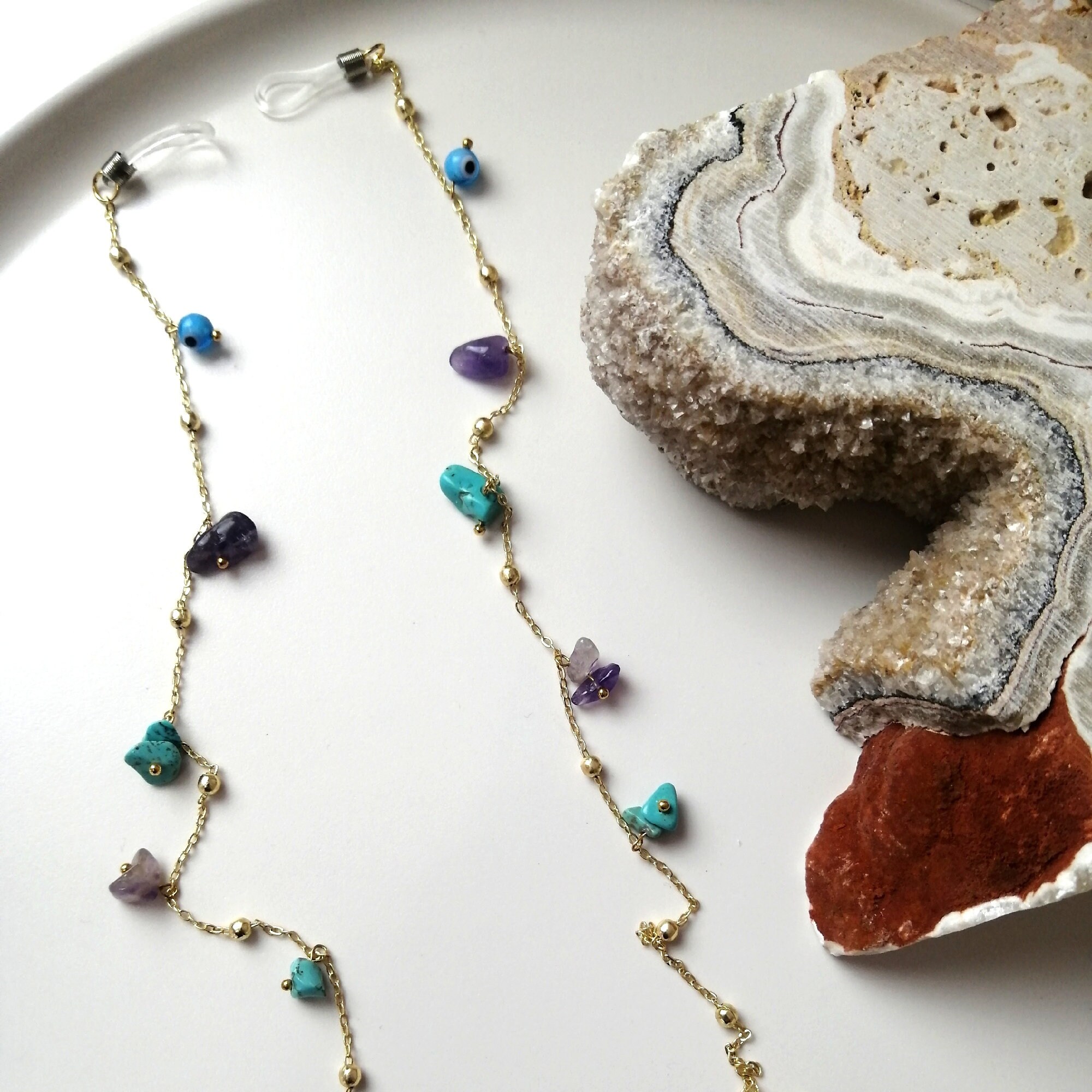 Eyeglass Chain Lapis,eyeglass Chains for Women,natural Stone Eyeglass Chain,eyeglass Gold Chain ...
