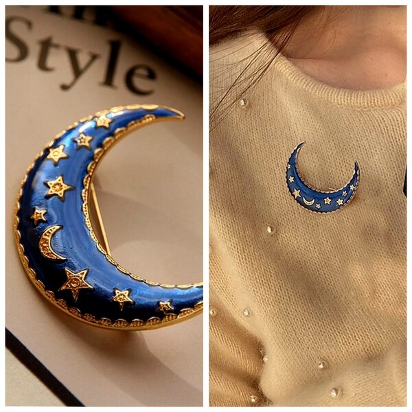 Moon Brooch - Etsy