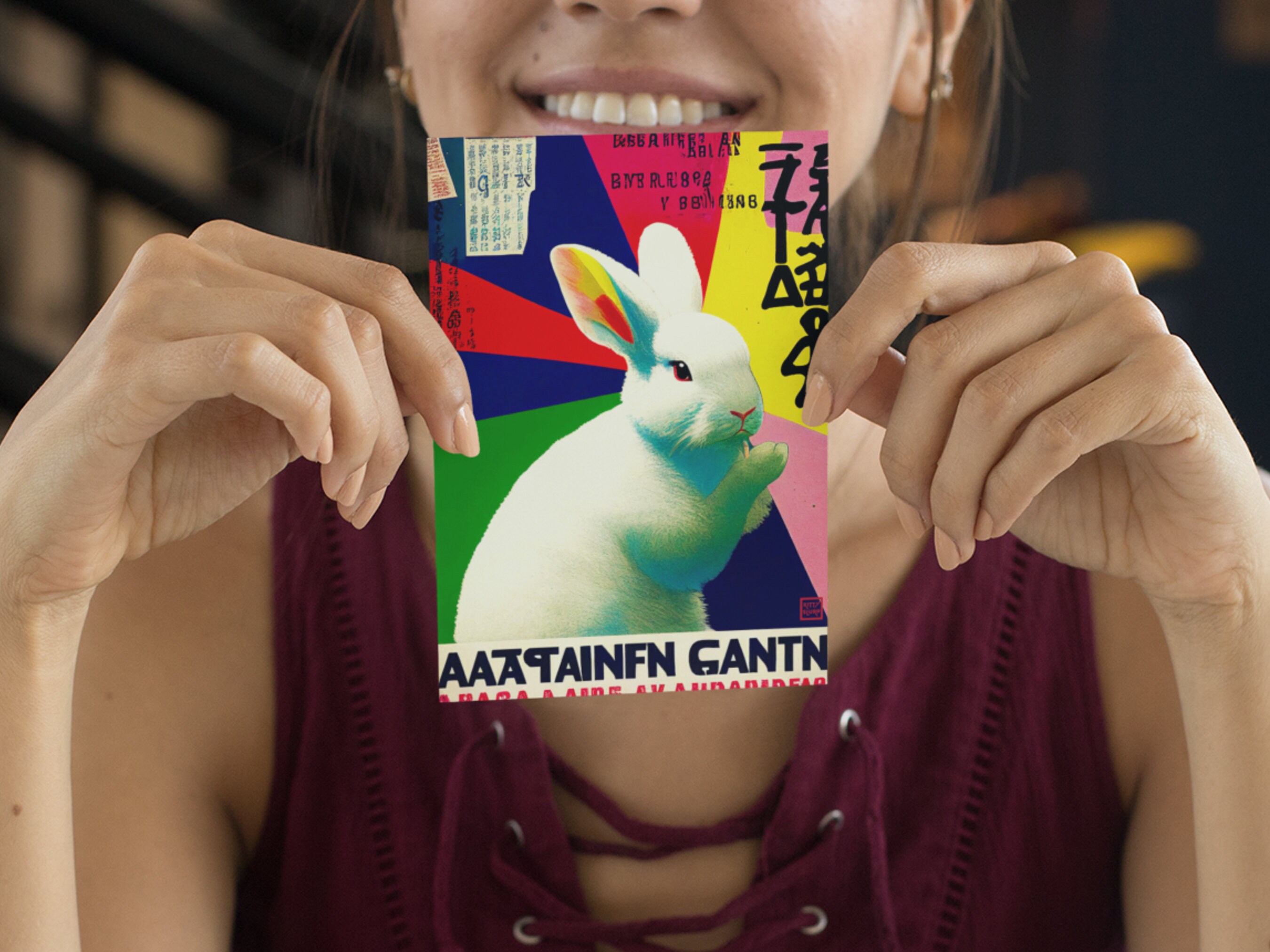 Blank Easter Bunny Card, Printable Birthday Card, Easter Greeting Card ...