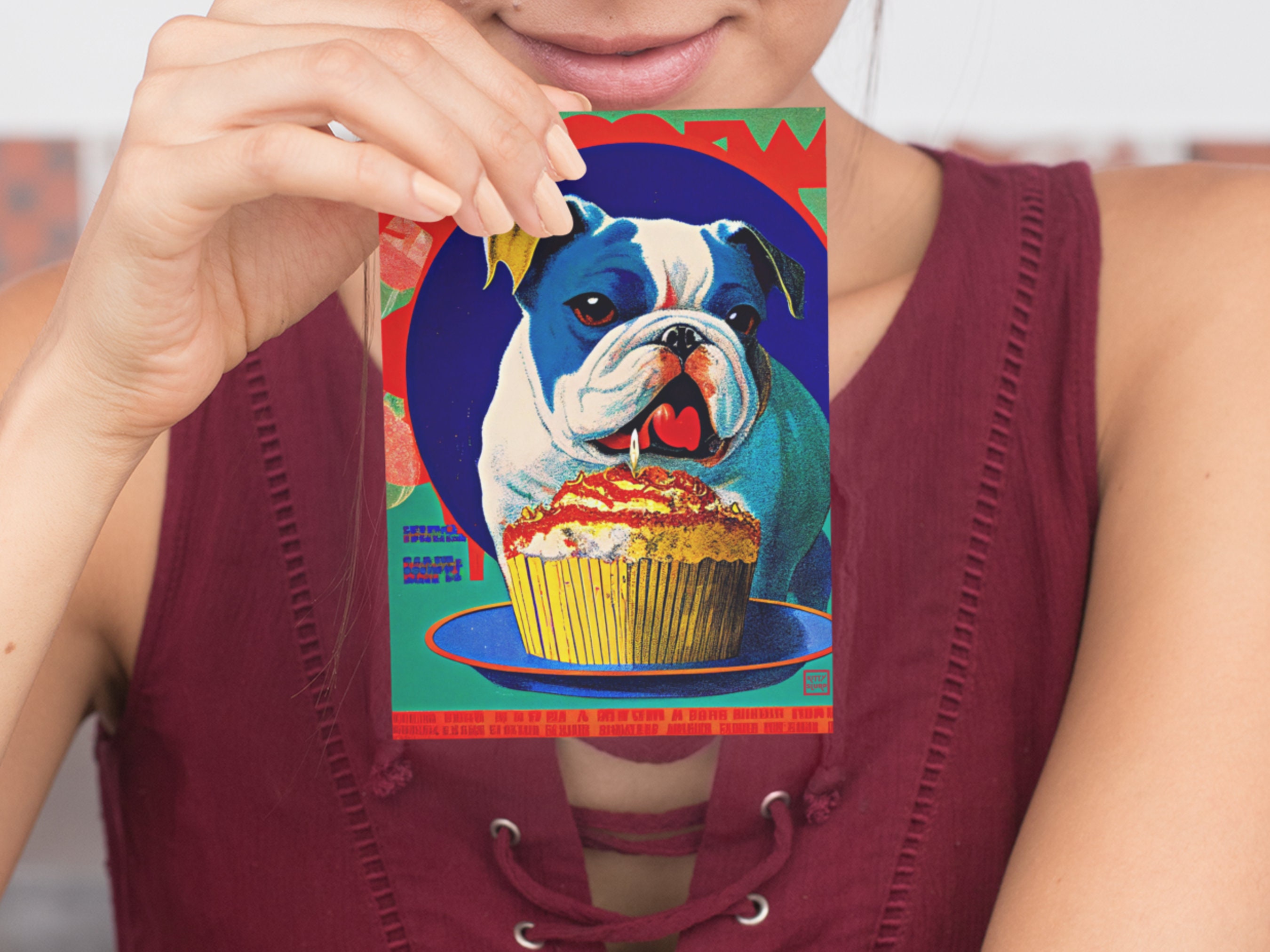 Bulldog Birthday Card, Printable Birthday Card, Dog Greeting Card, 5x7 ...